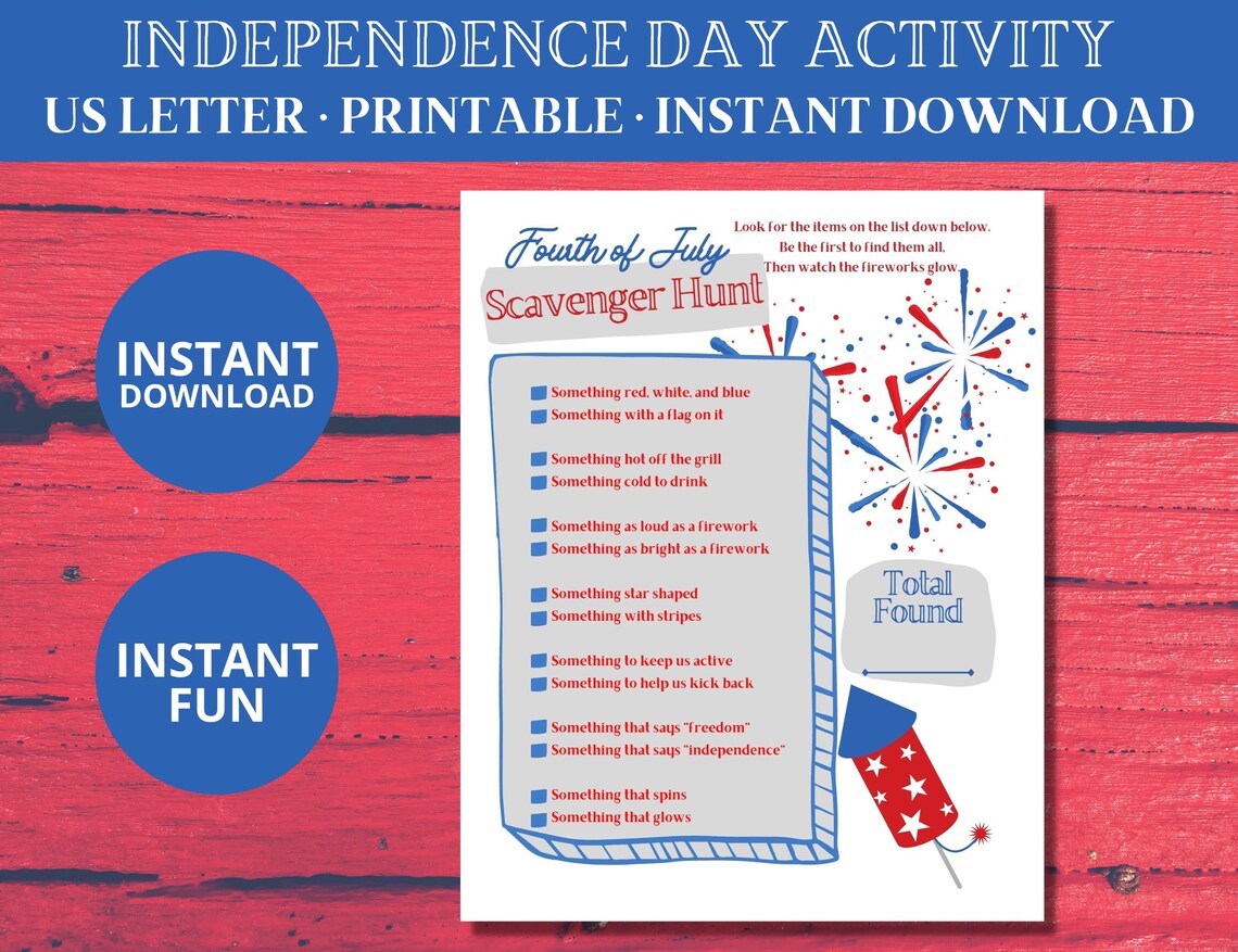 Printable Fourth of July Scavenger Hunt Activity - Etsy