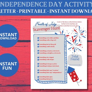 Printable Fourth of July Scavenger Hunt, Independence Day Treasure Hunt ...