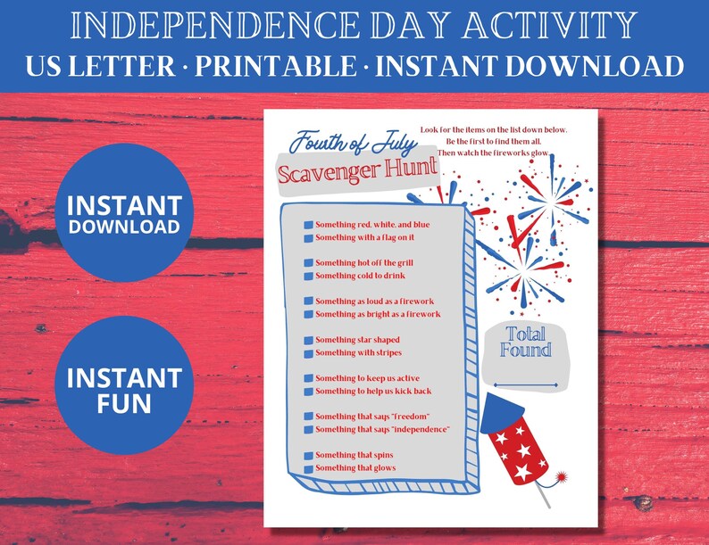 Printable Fourth of July Scavenger Hunt, Independence Day Treasure Hunt ...