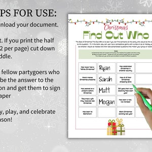Find Out Who Christmas Party Icebreaker Game, Printable Last Minute ...