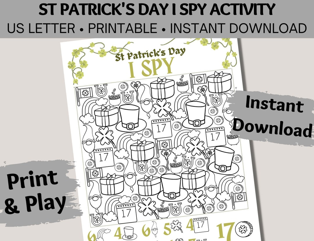 Printable St Patrick's Day I Spy Activity, Saint Patty's Day Counting ...