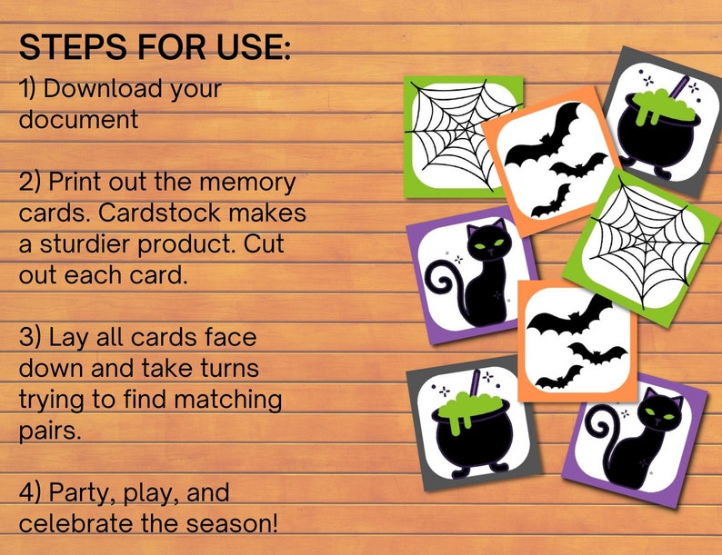 Halloween Memory Matching Card Game Halloween Go Fish - Etsy
