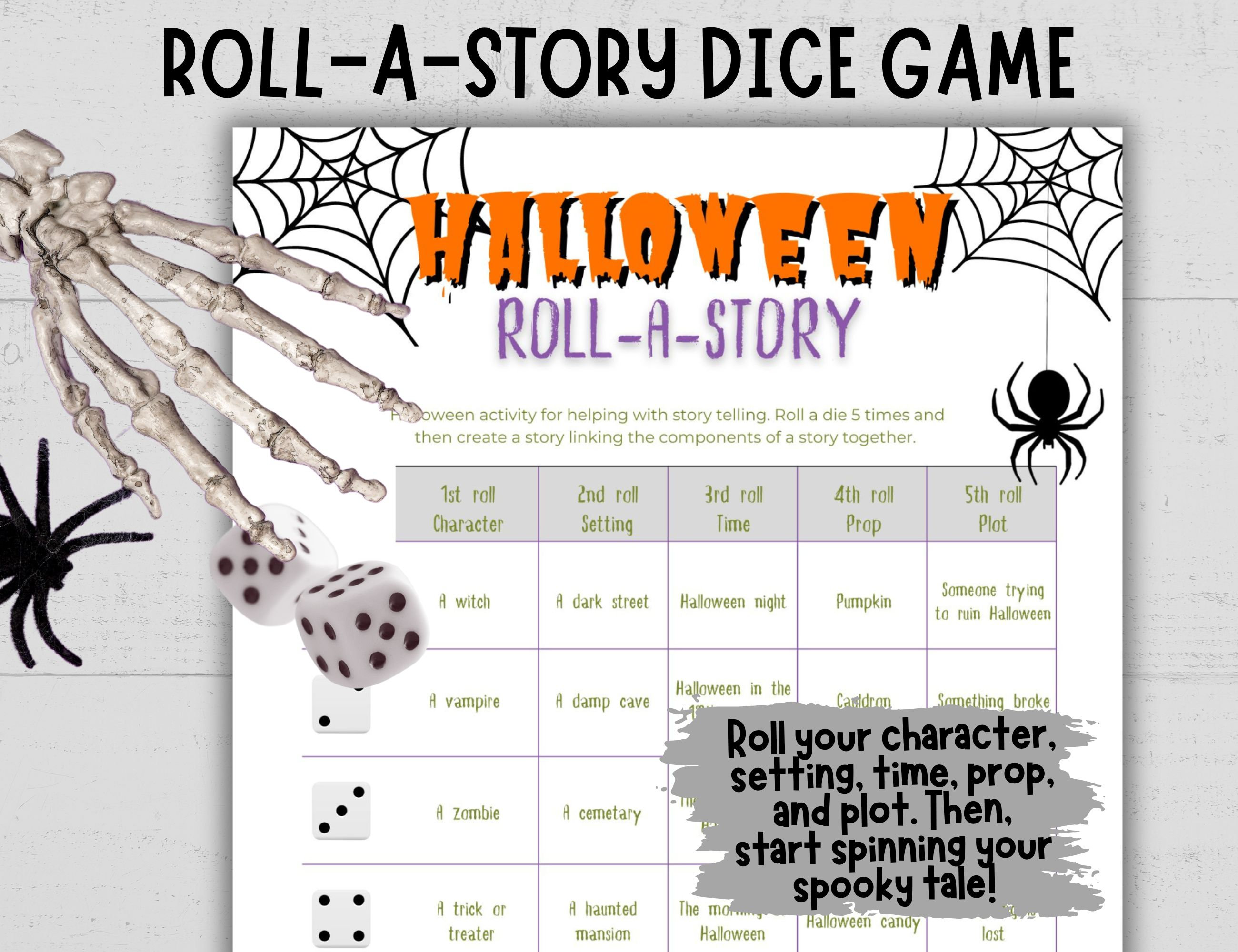 Halloween Roll A Story Dice Game, Printable Creative Story Telling ...