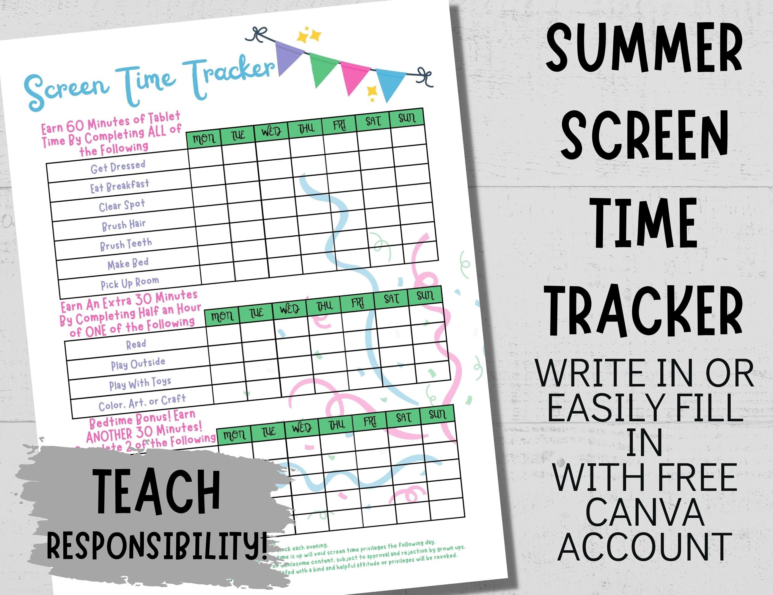 Editable Kids' Printable Bundle Summer Activities, Trackers, Tags and ...