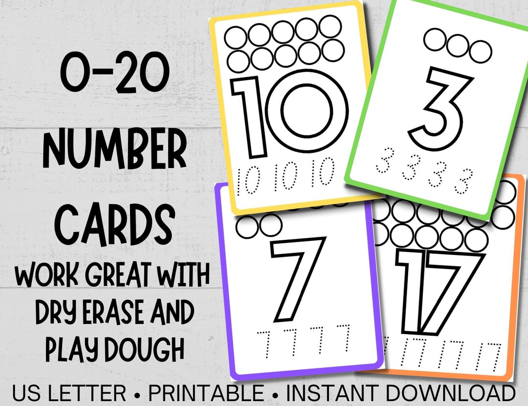 Printable Counting 0-20 Play Dough Mats, Dry Erase Number Practice ...