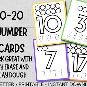 Printable Counting 0-20 Play Dough Mats, Dry Erase Number Practice ...