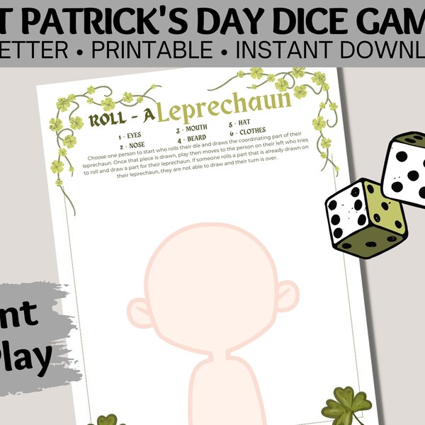 Roll a Leprechaun Printable - Etsy