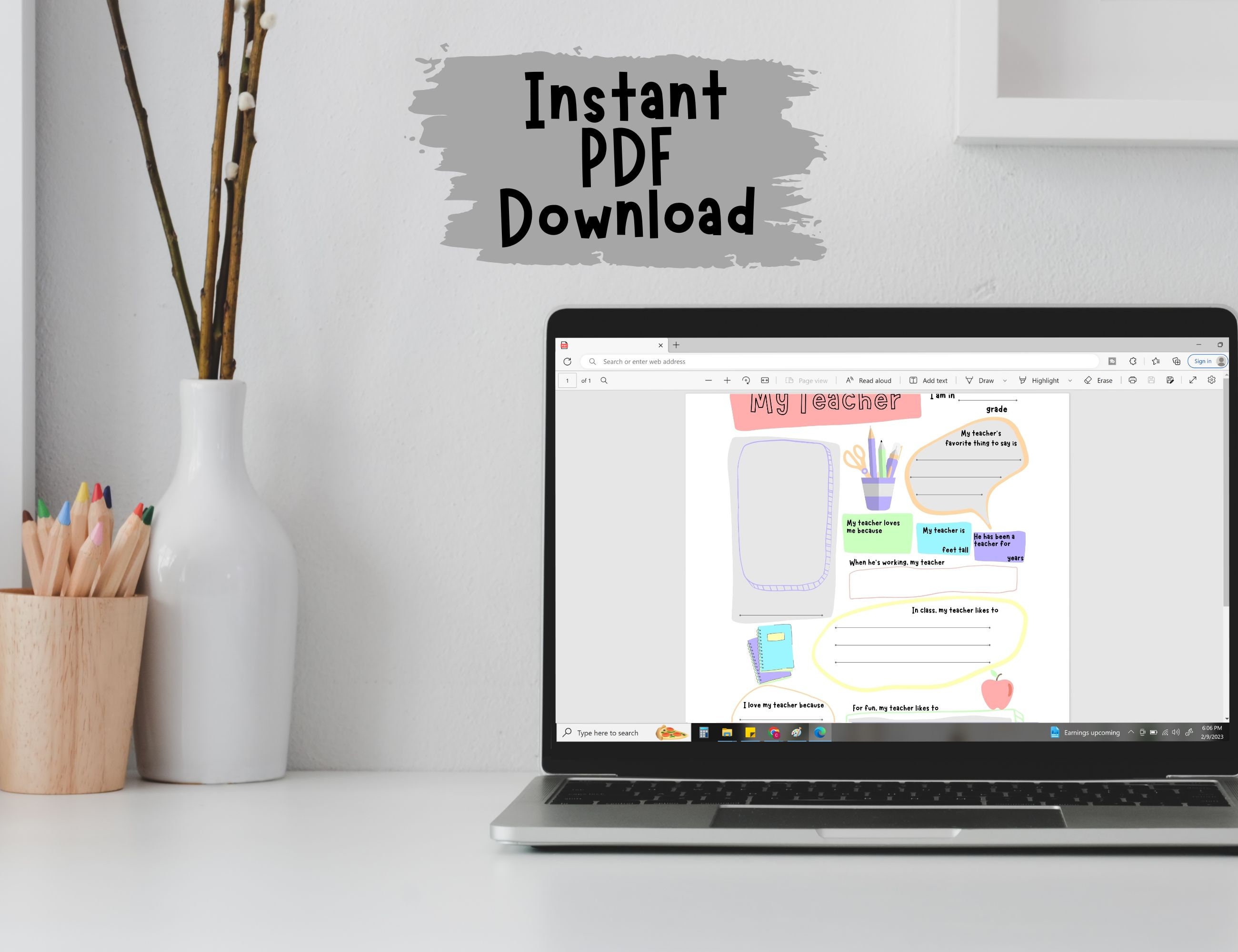 All About My Teacher, Printable Teacher Appreciation Gift, DIY Present ...