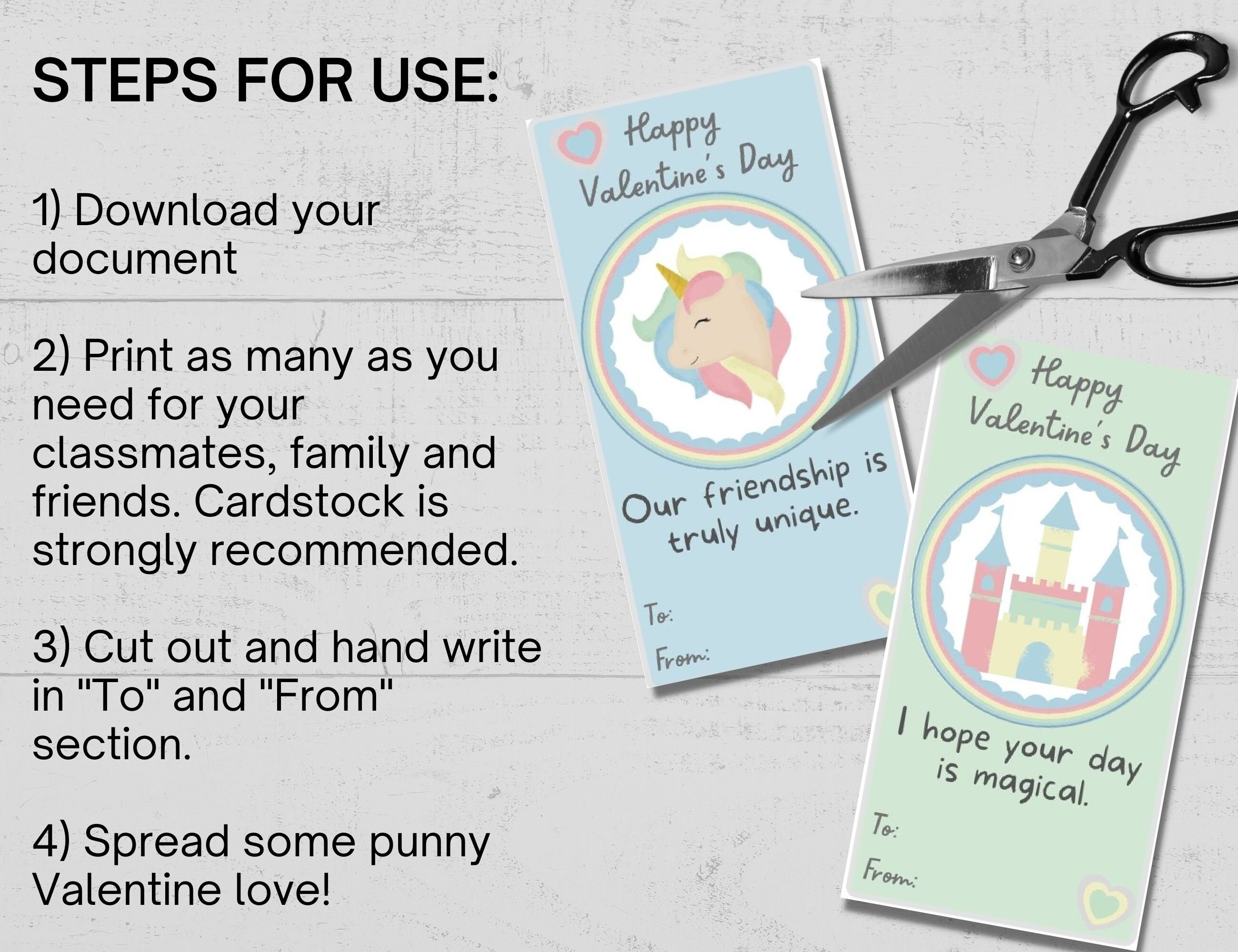 Rainbow Unicorn Printable Valentine's Day Cards, Sweet and Cute Unicorn ...