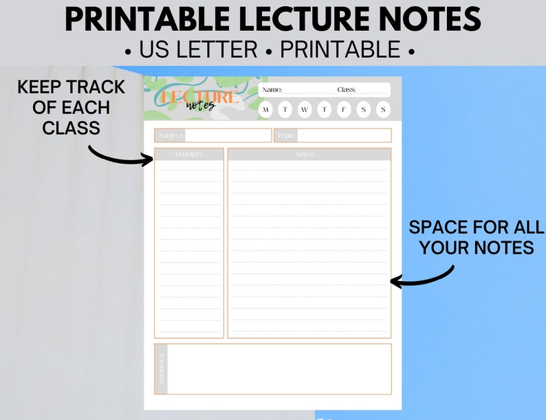 Printable Class Notes, Lecture Notes, Study Planner, Goodnotes Template ...