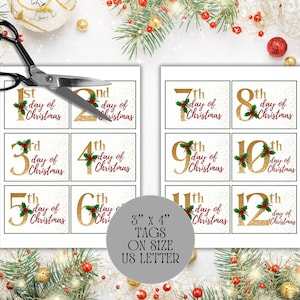 Twelve Days of Christmas Gift Tags, Printable Christmas Present Tags ...
