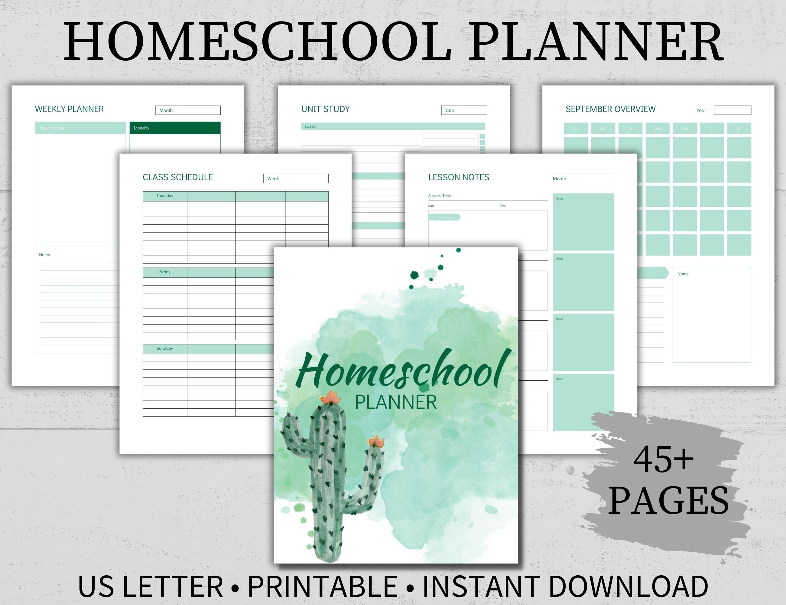 Printable Homeschool Planner, Goodnotes Compatible Watercolor Lesson ...