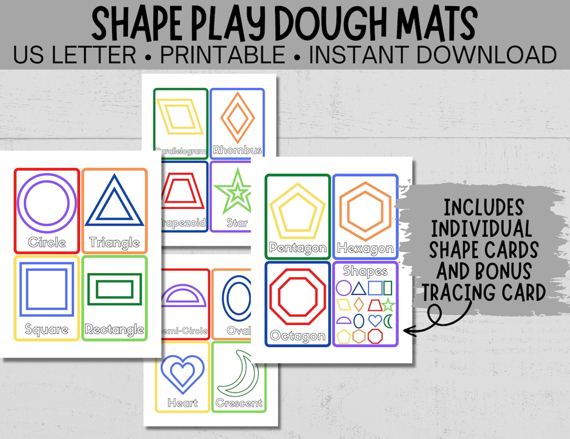 Printable Shape Play Dough Mats, Dry Erase Shape Recognition Practice ...