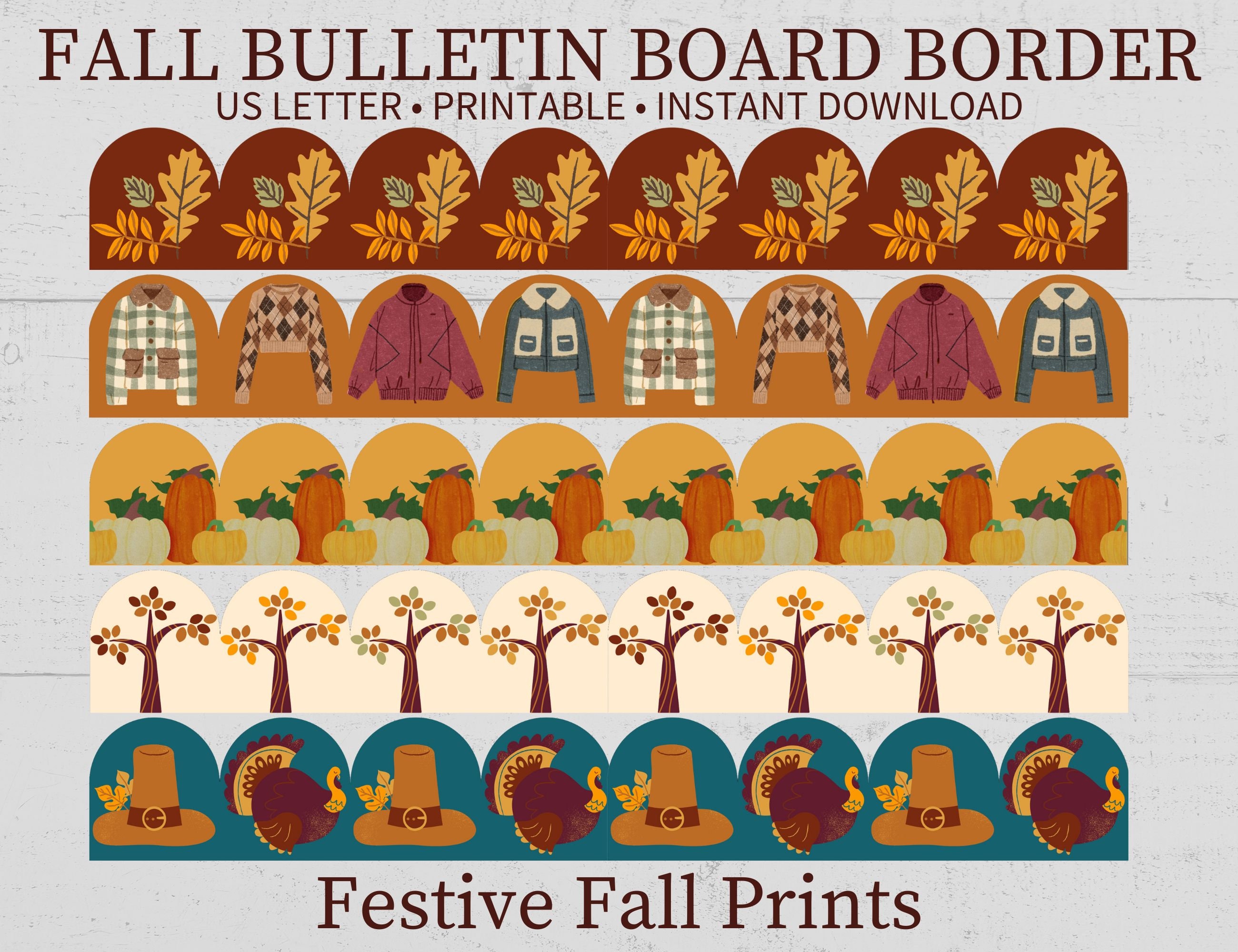 Classroom Bulletin Board Border Kit, Printable Autumn Harvest ...