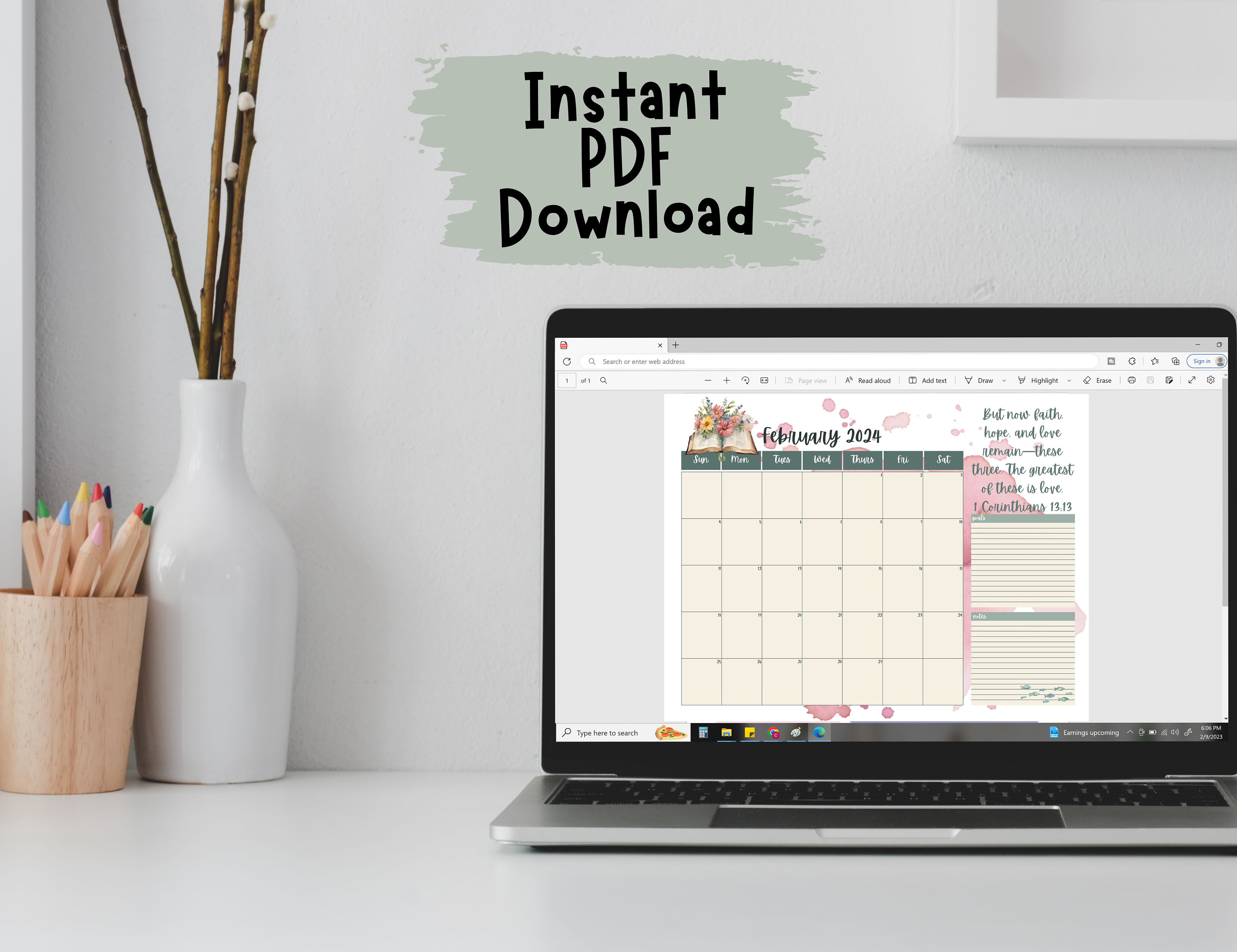 Printable Christian Calendar, 2024 Bible Verse Calendar, Perpetual ...