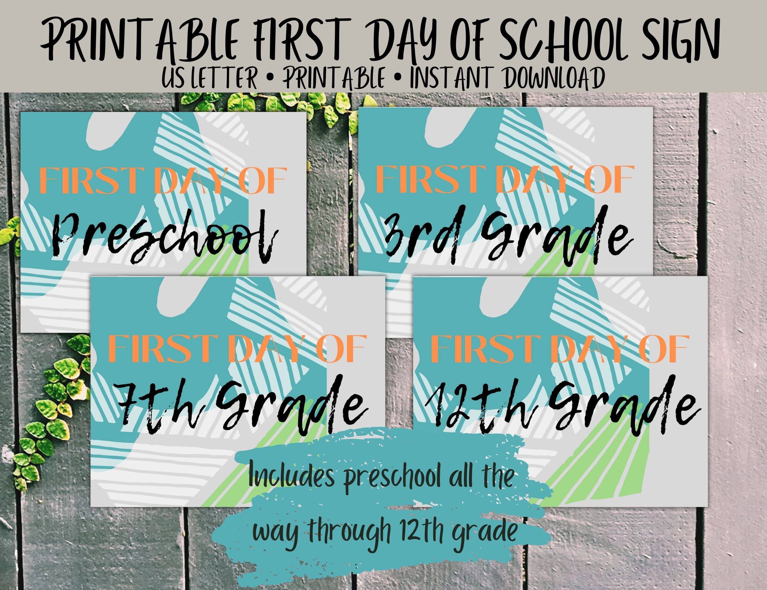 Printable First Day of School Sign, Instant Download Back to School ...