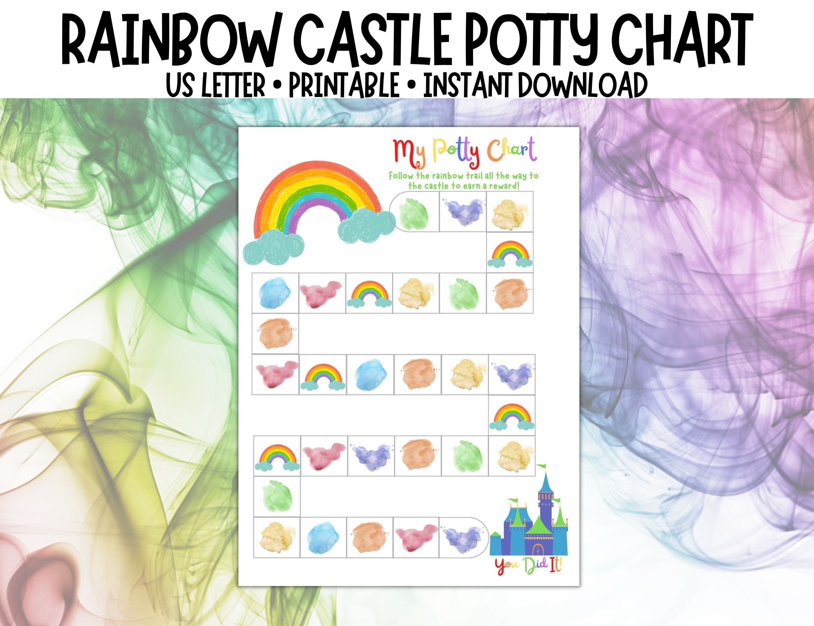 Rainbow Castle Potty Chart, Potty Training Sticker Reward Chart for ...