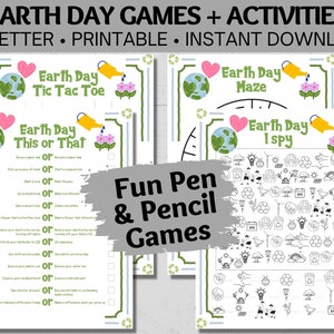 Printable Earth Day Games and Activities Bundle for Kids, Educational ...
