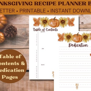 Printable Recipe Planner Book Thanksgiving Recipe Cards - Etsy