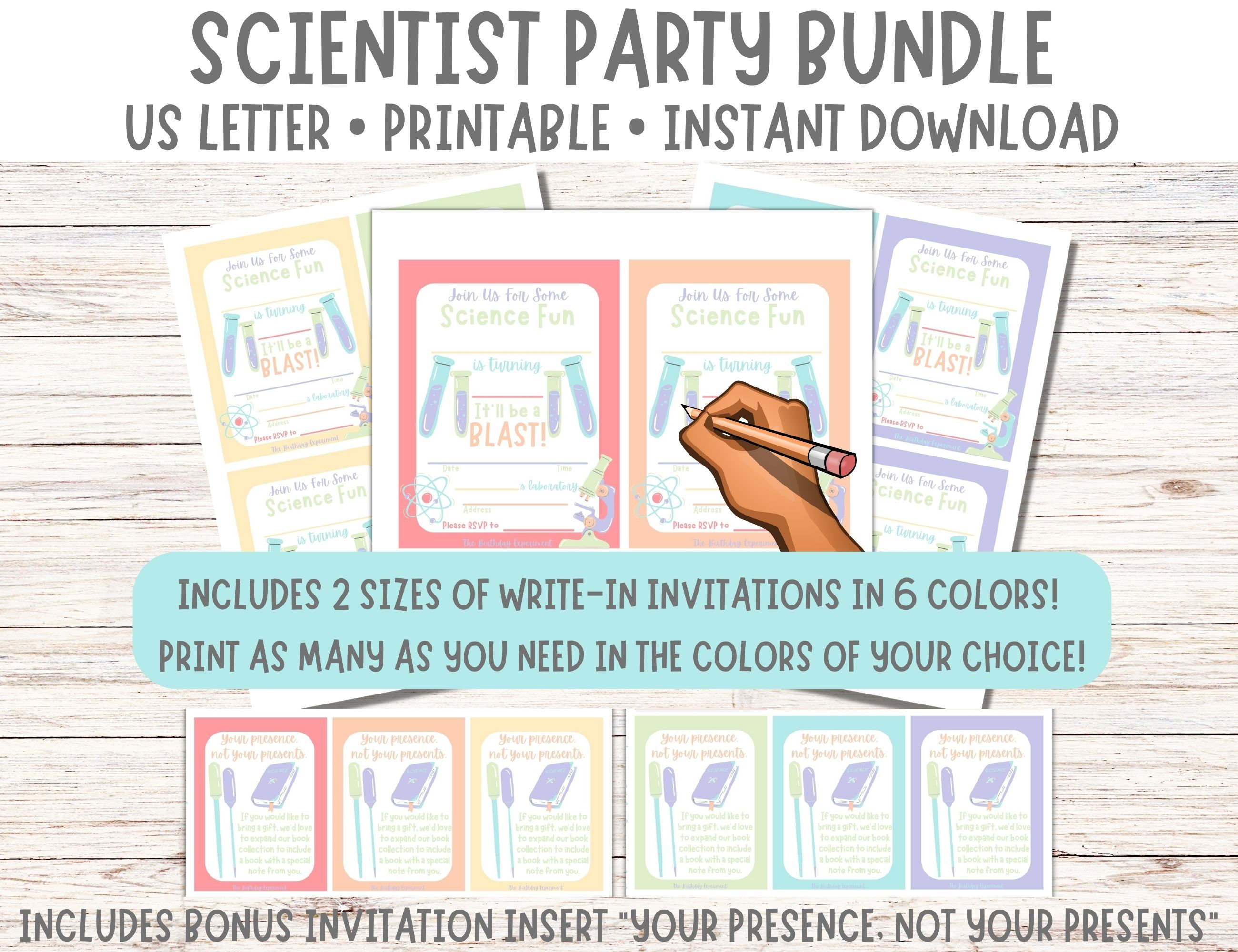 Printable Science Party Bundle, Kid's Scientist Birthday Party Pack ...