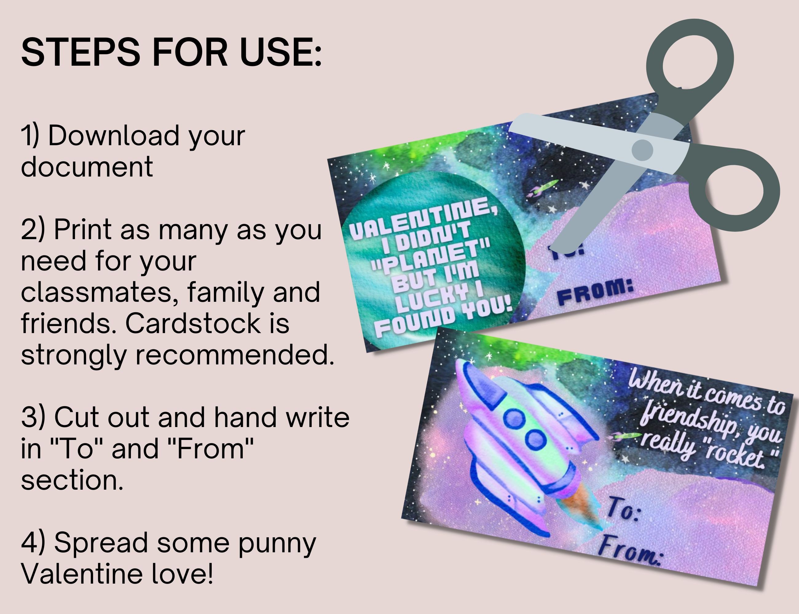 Printable Outer Space Valentine's Day Cards for Class, Kid's Astronaut ...