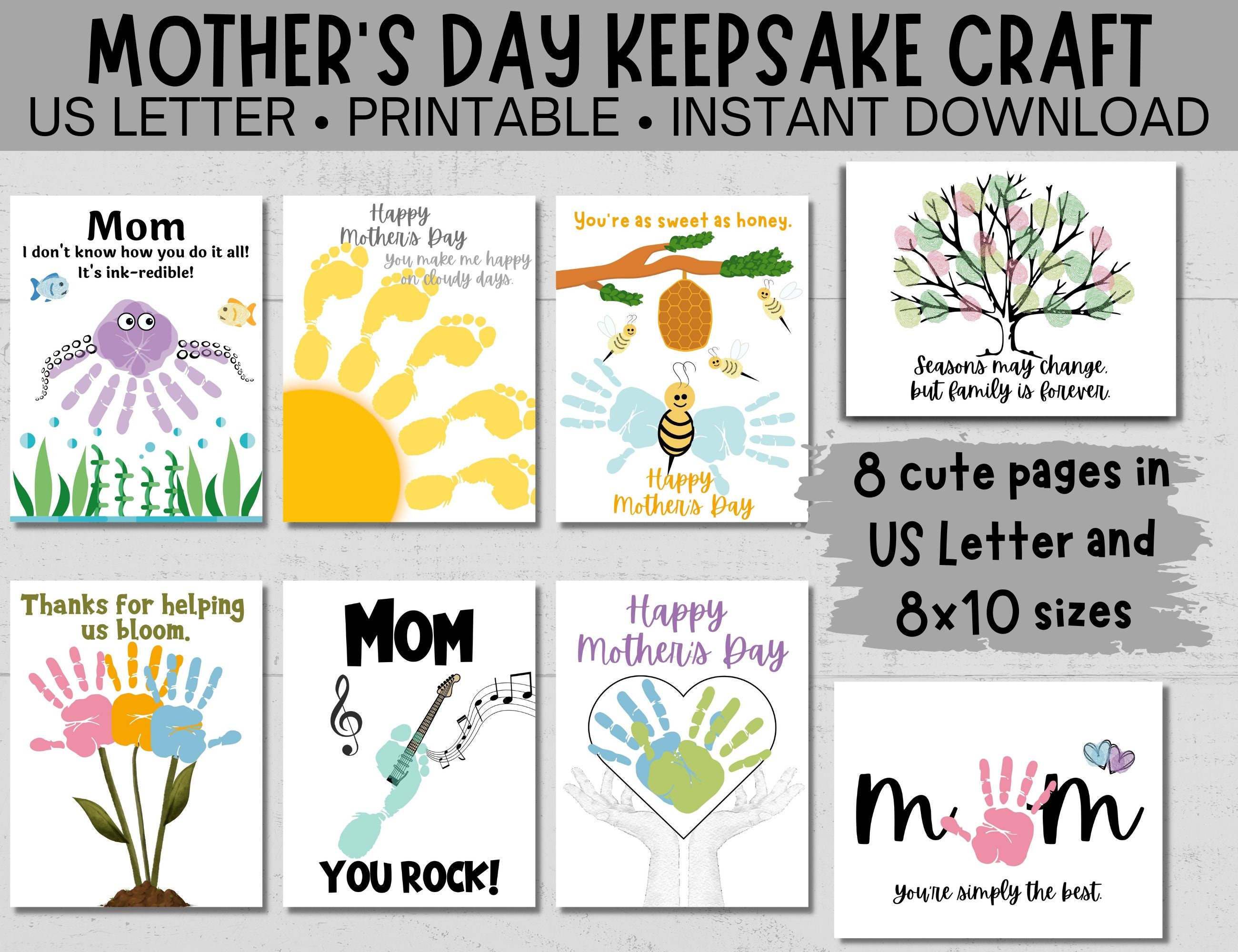 Mother's Day Handprint Gift, Printable DIY Present for Mom, Handprint ...