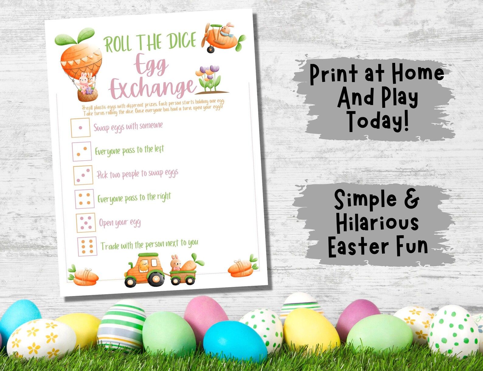 Printable Easter Egg Exchange Game, Easter Dice Game, Easter Party Game ...