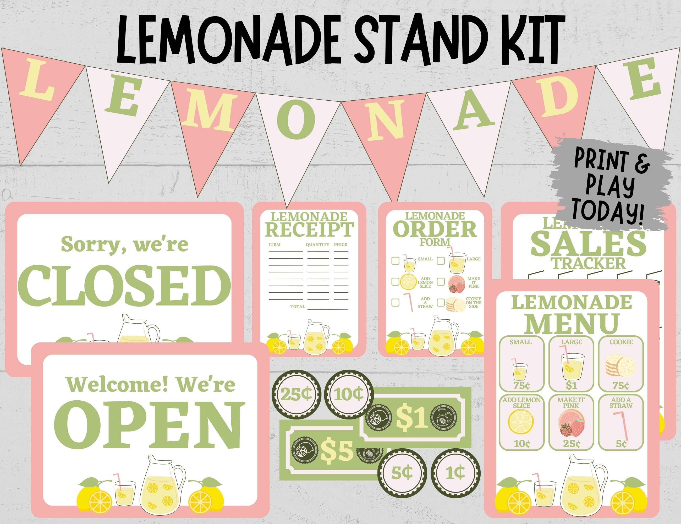 Printable Lemonade Stand Kit Pretend Play Bundle Dramatic - Etsy