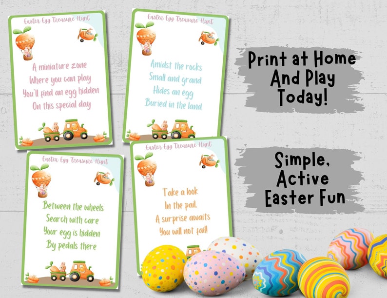 Printable Easter Egg Treasure Hunt Clues, Easter Egg Scavenger Hunt ...