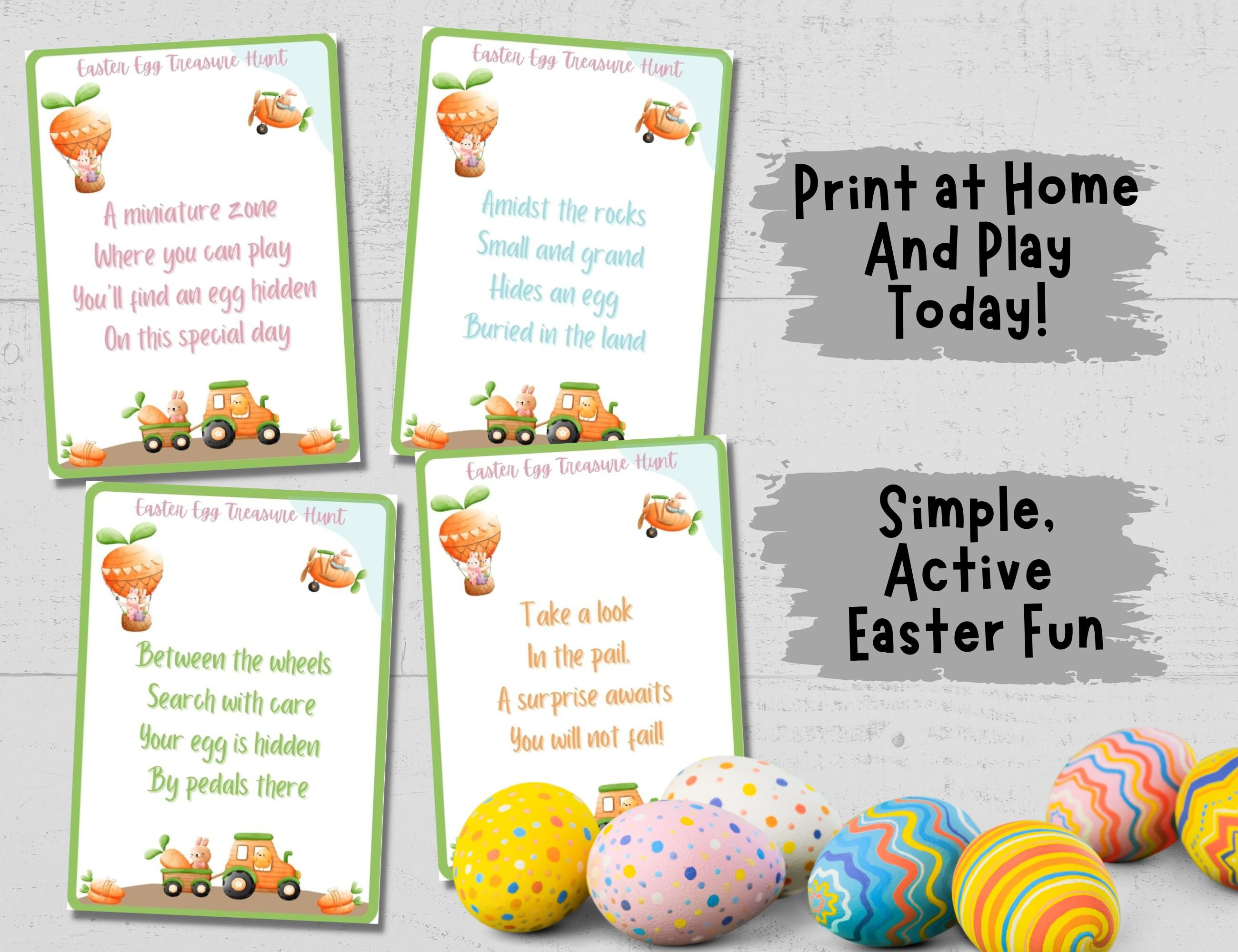 Printable Easter Egg Treasure Hunt Clues, Easter Egg Scavenger Hunt ...