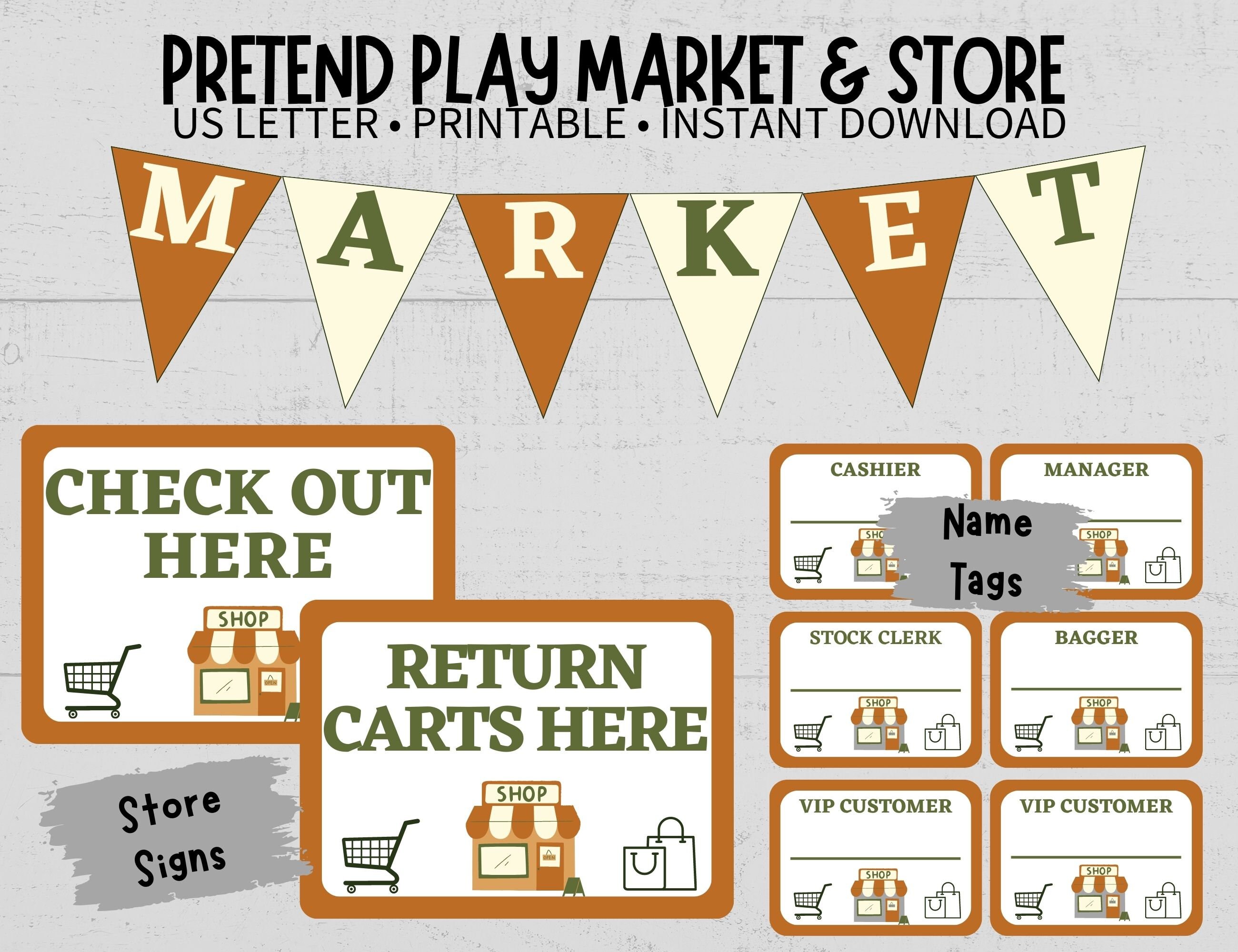 Pretend Play Grocery Market Printable Bundle, Grocery Store Dramatic ...