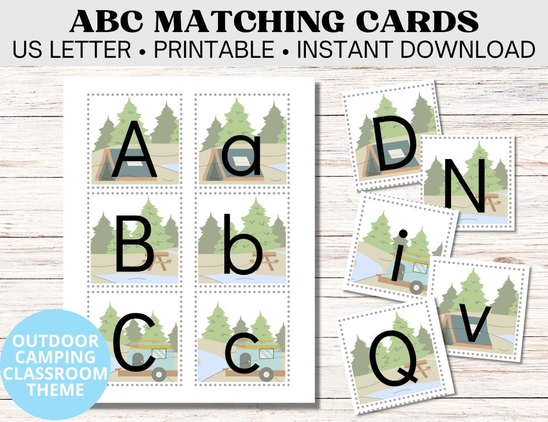 Printable ABC Alphabet Matching Learning Game Flashcards, Camping ...