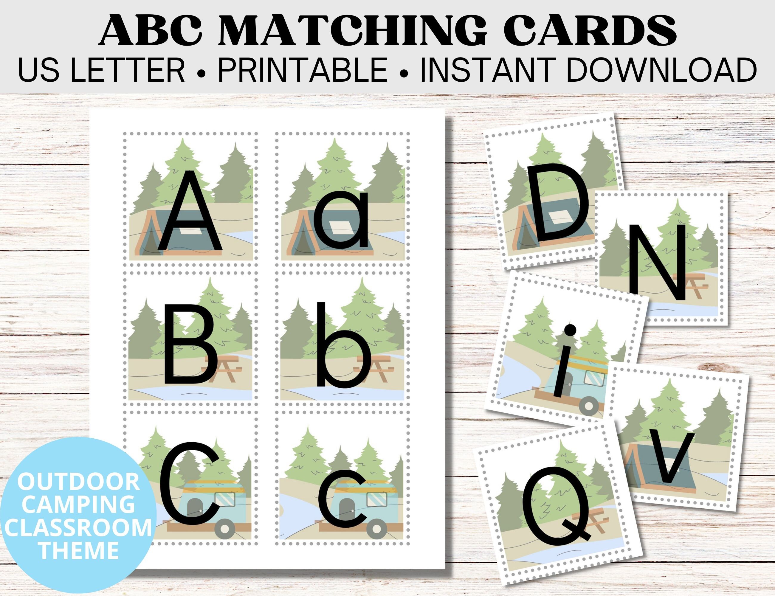 Printable ABC Alphabet Matching Learning Game Flashcards, Camping ...