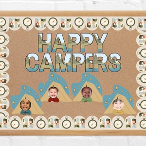 Classroom Bulletin Board Border Kit, Printable Boho Camping Classroom ...