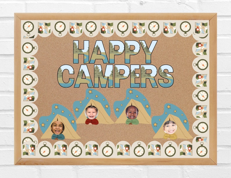 Classroom Bulletin Board Border Kit, Printable Boho Camping Classroom ...