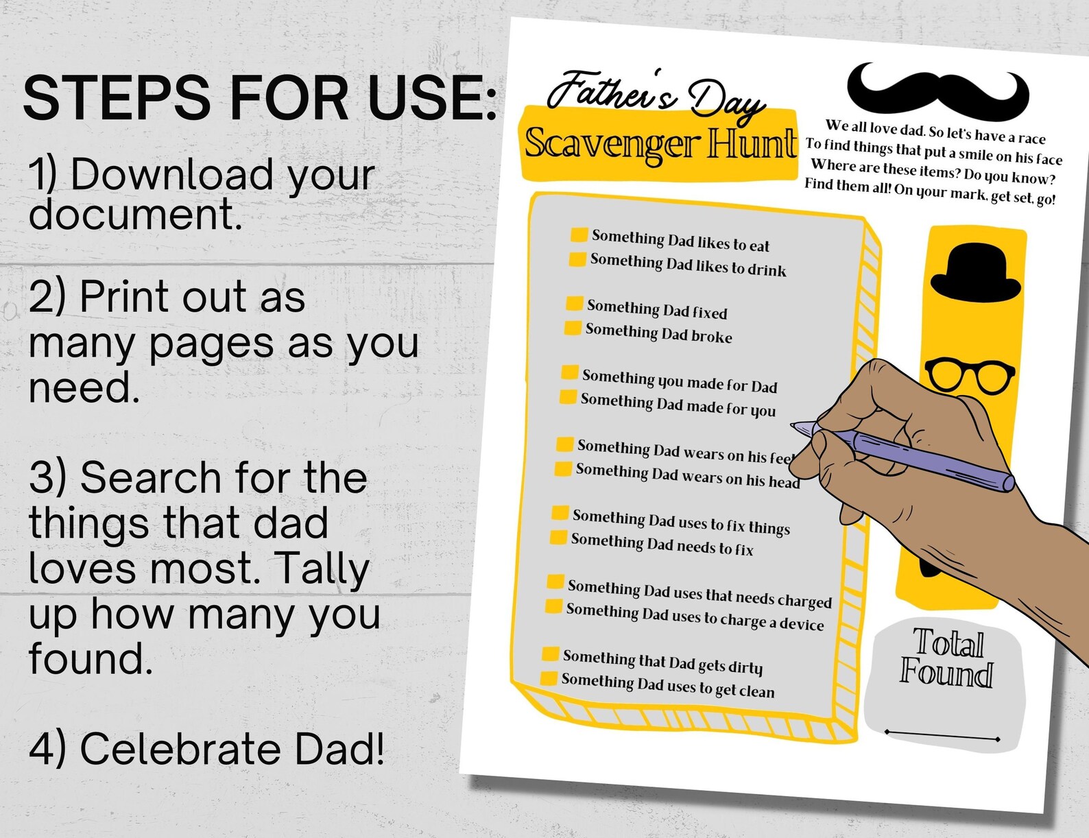 Father's Day Printable Scavenger Hunt Fun Competitive - Etsy
