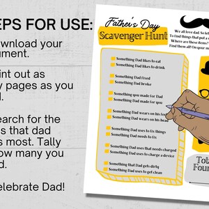 Father's Day Printable Scavenger Hunt, Fun Competitive Game for Kids ...