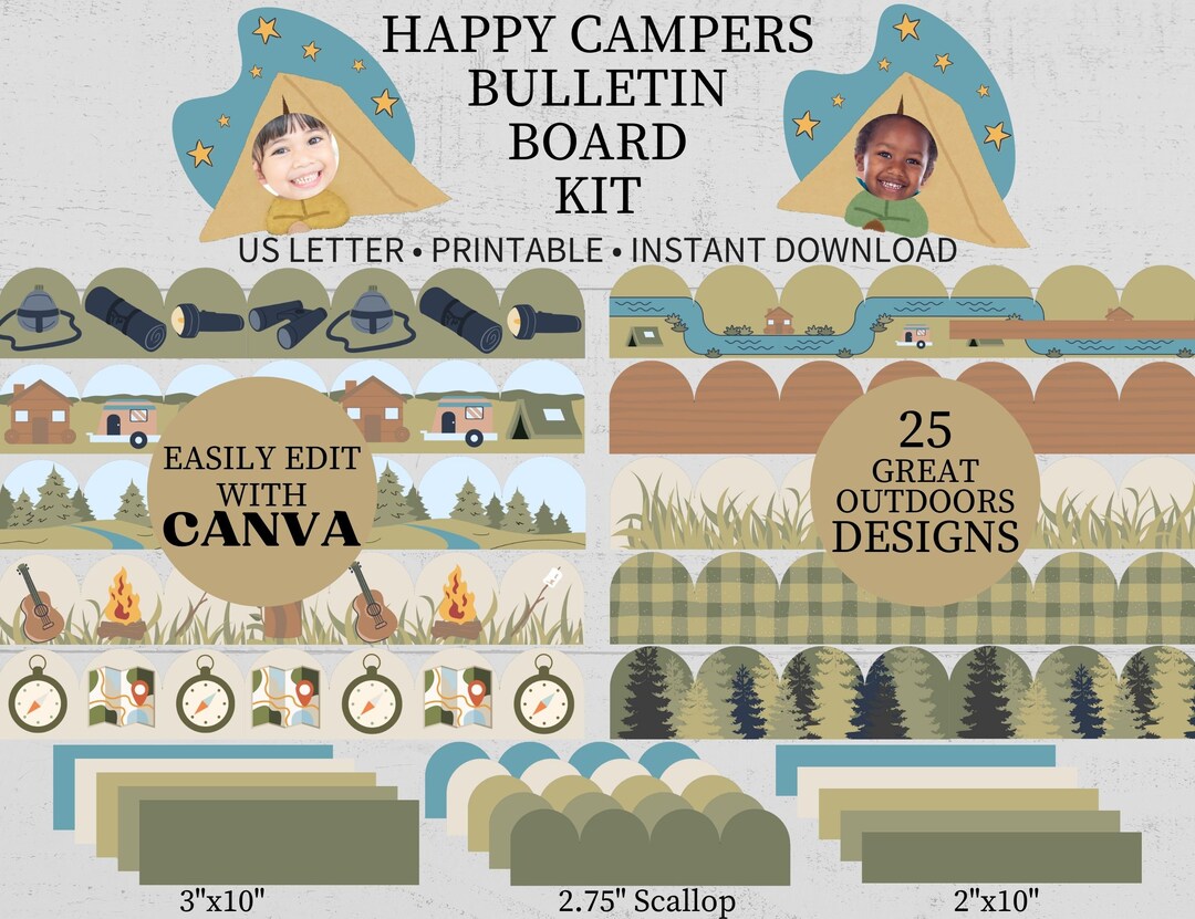 Classroom Bulletin Board Border Kit, Printable Boho Camping Classroom ...