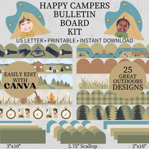 Classroom Bulletin Board Border Kit, Printable Boho Camping Classroom ...