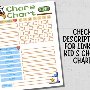 Gamer Reward Chart for Kids, Printable Responsibility and Routine Chart ...