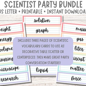 Printable Science Party Bundle, Kid's Scientist Birthday Party Pack ...