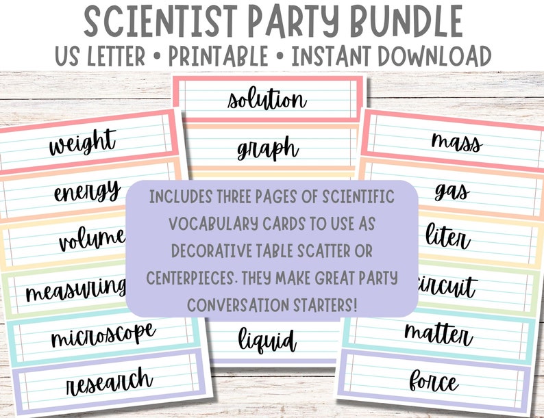 Printable Science Party Bundle, Kid's Scientist Birthday Party Pack ...