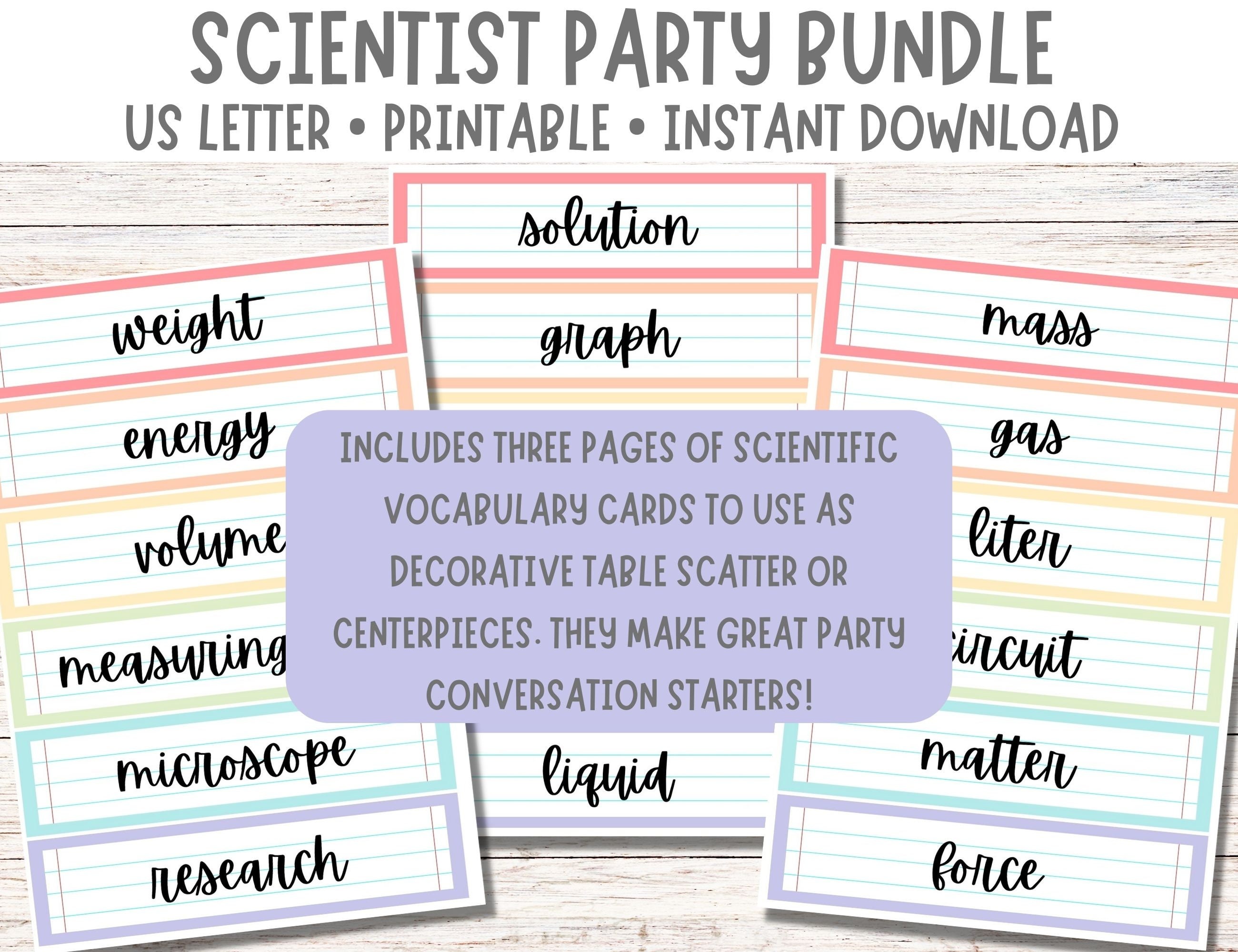 Printable Science Party Bundle, Kid's Scientist Birthday Party Pack ...