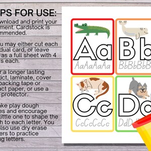 Printable Animal Alphabet Play Dough Mats Dry Erase Letter - Etsy