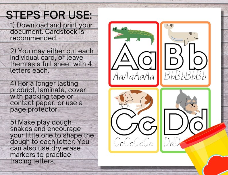 Printable Animal Alphabet Play Dough Mats Dry Erase Letter - Etsy