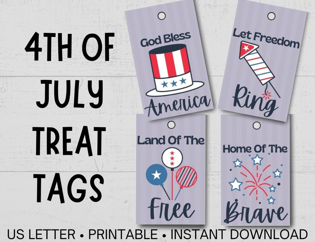 Printable Fourth of July Gift Tags, Independence Day Treat Tags, July ...