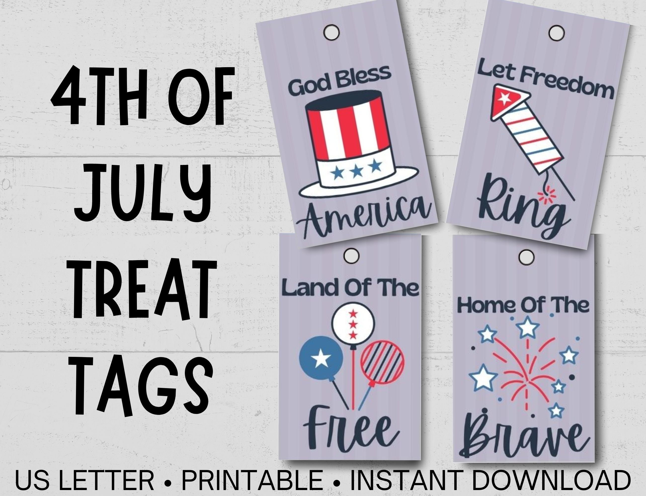 Printable Fourth of July Gift Tags, Independence Day Treat Tags, July ...