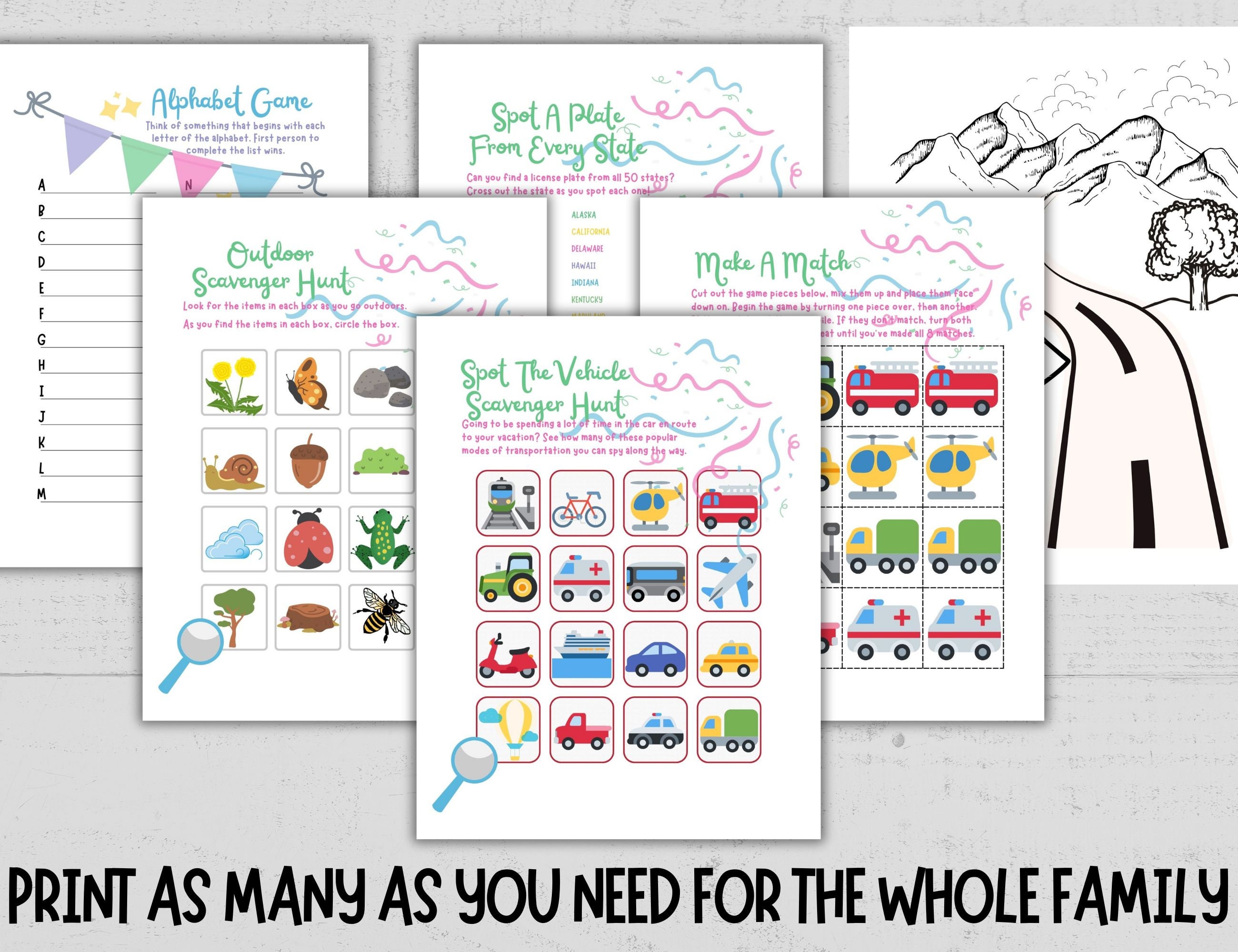 Printable Family Road Trip Activities Games and Journal Bundle, Summer ...