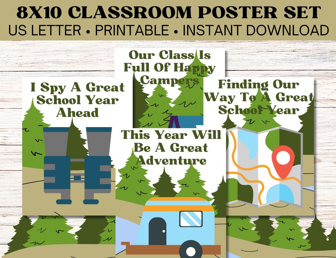Printable Camping Back to School Classroom Sign, Great Outdoors ...