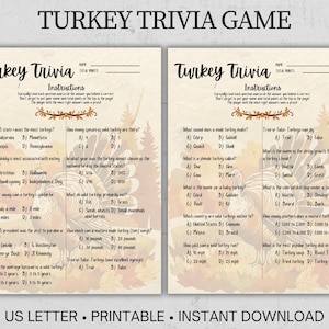 Turkey Trivia, Thanksgiving Trivia Game for Family, Friends, Kids, and ...
